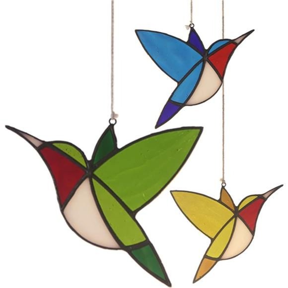 Accents | Stained Glass Hummingbird Window Hanging Handcrafted Tiffany ...